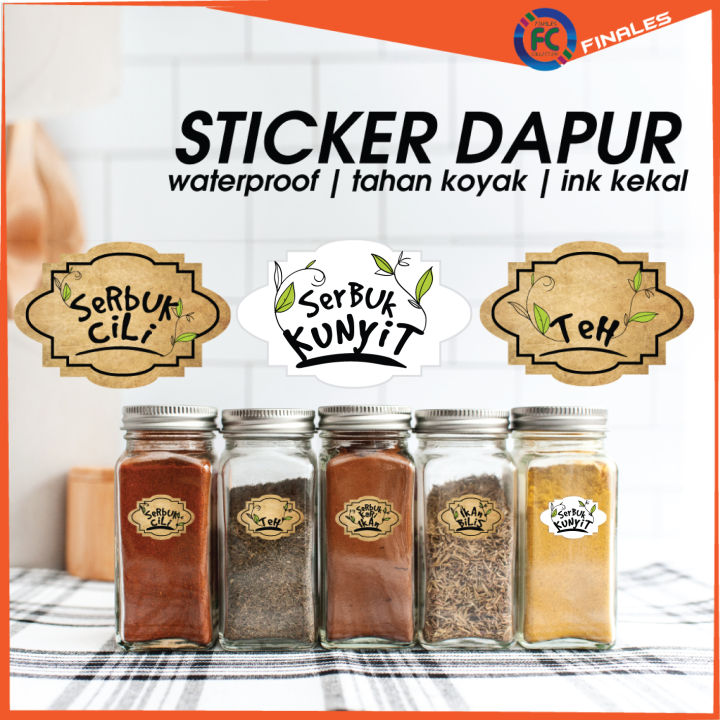 Sticker Label Dapur Kitchen Waterproof Sticker Jar Bottle Kitchen ...