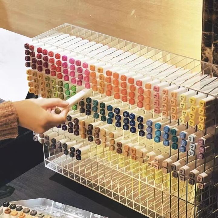 Acrylic Transparent Marker Holder Stationery Storage Box Pen Pencil ...