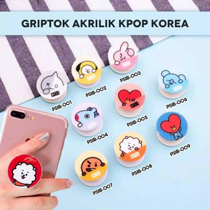 Pop socket BT21 | Pop Socket Holder Pegangan | Pop socket pegangan ...