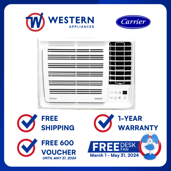 Carrier WCARH009EEVC2 1.0HP Compact Inverter, Window Type Air ...