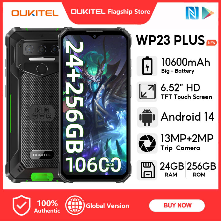OUKITEL WP23 PLUS 24GB+256GB 10600mAh Big battery Mobiles 6.52“ HD Screen 13MP+2MP Camera ...