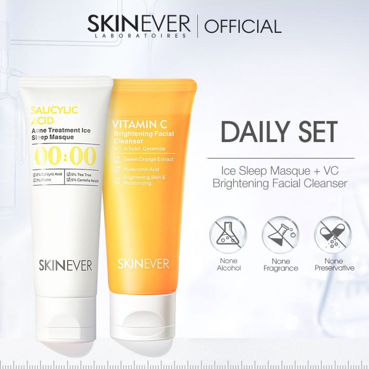 SKINEVER 2 In 1 Bundle Vitamin C Facial Cleanser & Ice Sleep Masque For ...