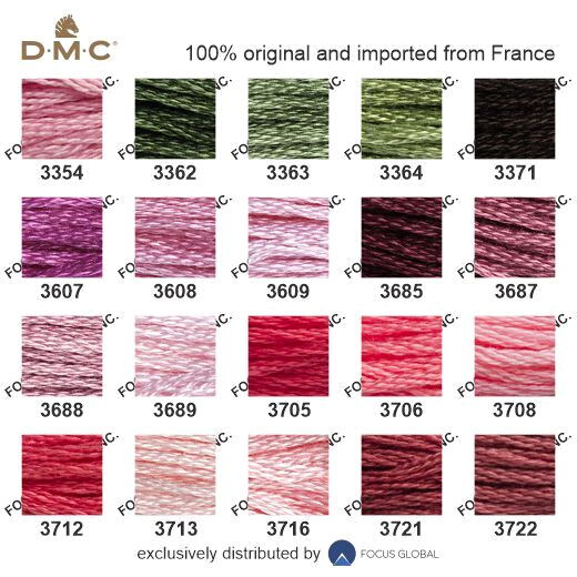 Color 3705-3799, DMC 100% COTTON THREAD FOR CROSS STITCH, EMBROIDERY ...