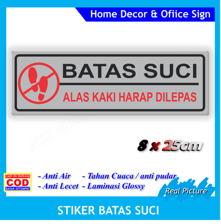 Stiker tulisan batas suci lepas alas kaki sticker kebersihan lantai ...