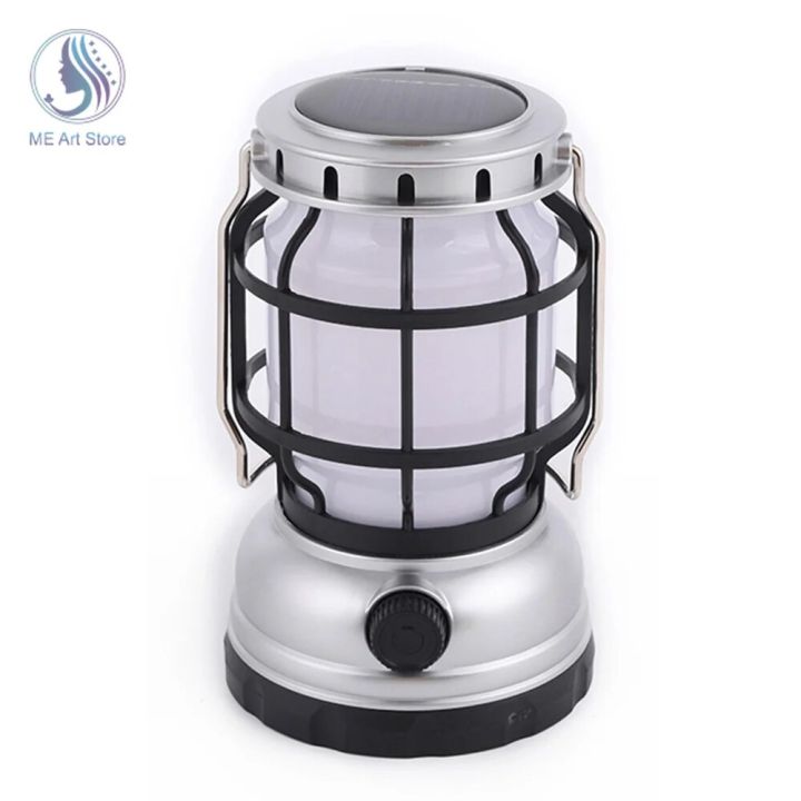 Solar Powered Retro Kerosene Lamp Light Portable Lantern Camping Usb ...
