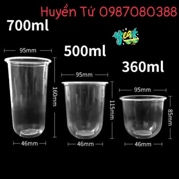 50 cốc/ly nhựa đáy bầu (cốc chữ U) 350ml-500ml-700ml đựng đồ uống | Lazada.vn
