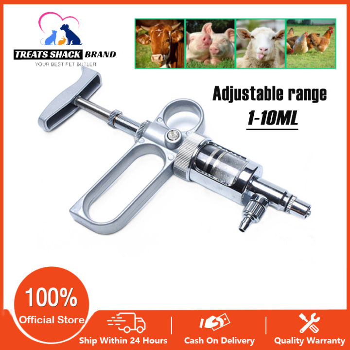 10ML Reusable Continuous Automatic Veterinary Syringe Adjustable ...