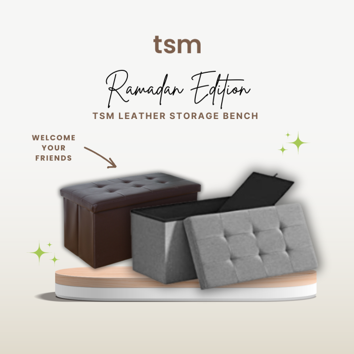 TSM Leather Storage Bench | Ottoman | Storage Organizer | Foldable ...