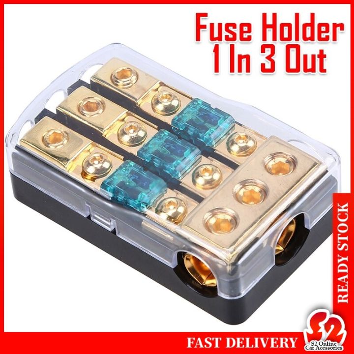 Fuse Holder 1 In 3 Out 12V 24V 30A Universal Auto Car Audio Power Fuse ...