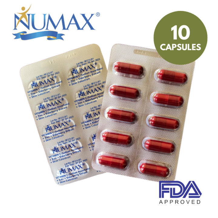 NUMAX Vitamin C WIth Zinc + Elderberry + Skim Colostrum, 500mg, Expiry ...