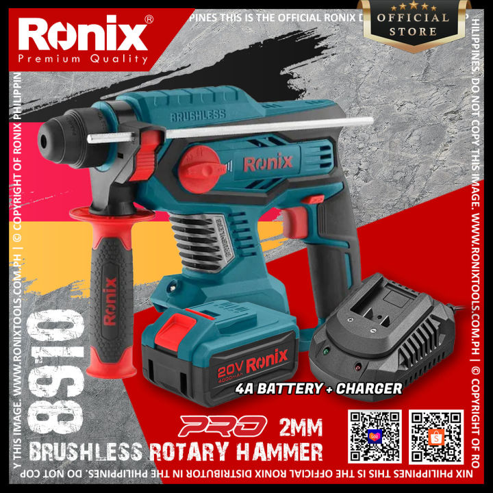 Ronix 8910 Cordless Powerful Rotary Hammer, 20V, 2.2ـJ-Brushless Series ...