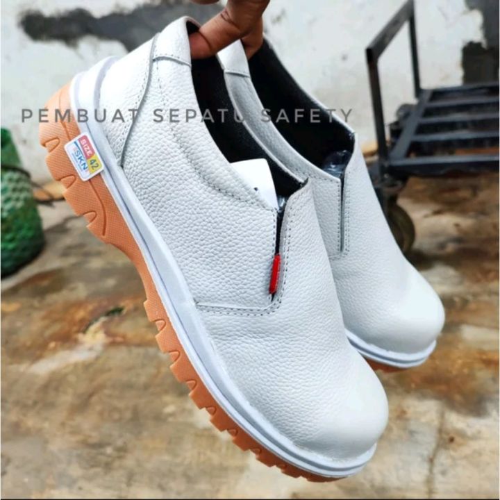 Sepatu Safety Putih Laboratorium Kimia Sepatu Putih Kulit Sapi Ujung ...