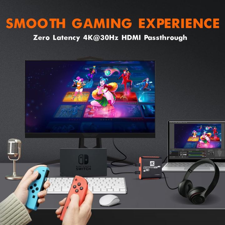 Capture Card with 4K Passthrough, USB3.0 1080P 60FPS HDMI Video Cam ...