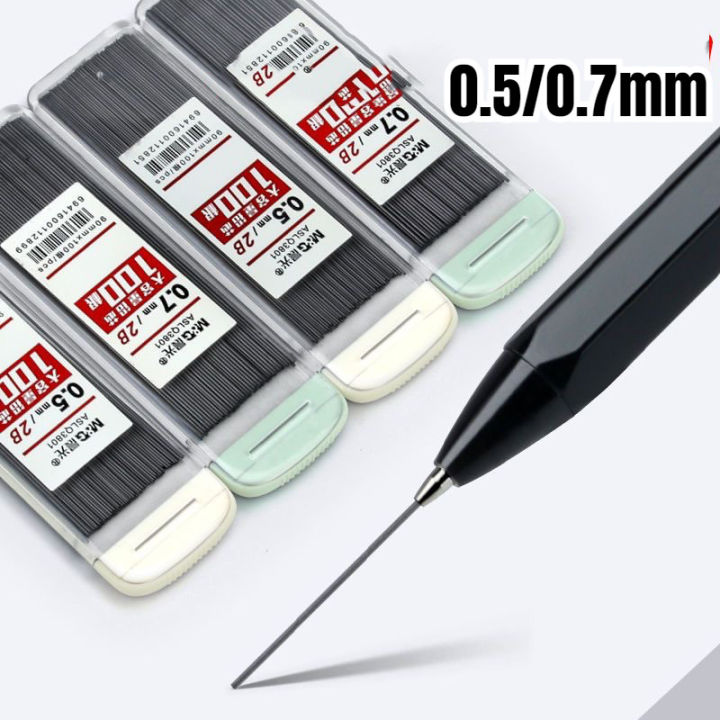 100pcs/Box Black 0.5/0.7mm Graphite Lead 2B Mechanical Pencil Replace ...