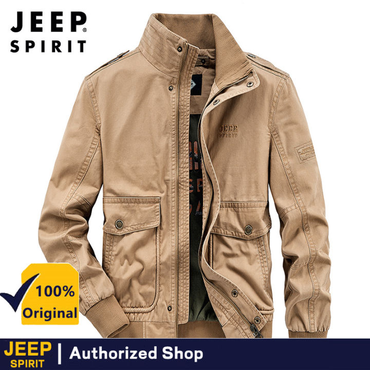 JEEP SPIRIT แจ็คเก็ตผ้าเดนิมผู้ชายไฮเอนด์สไตล์อเมริกันใหม่ทรงหลวมแบรนด์ ...