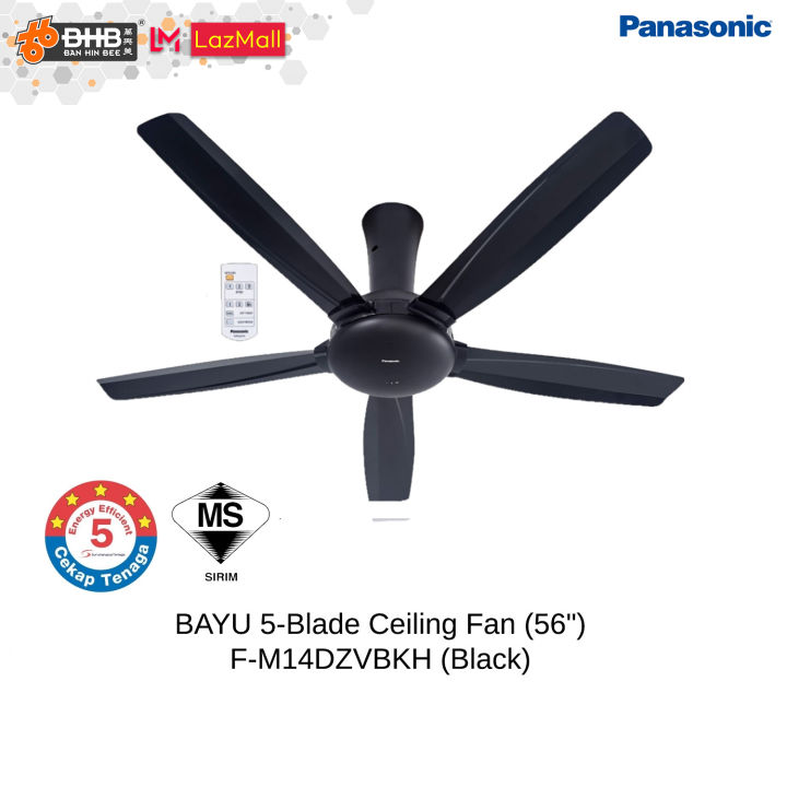 Panasonic F-M14DZ BAYU 5-Blade Ceiling Fan 56 Inch 20W (Black F ...
