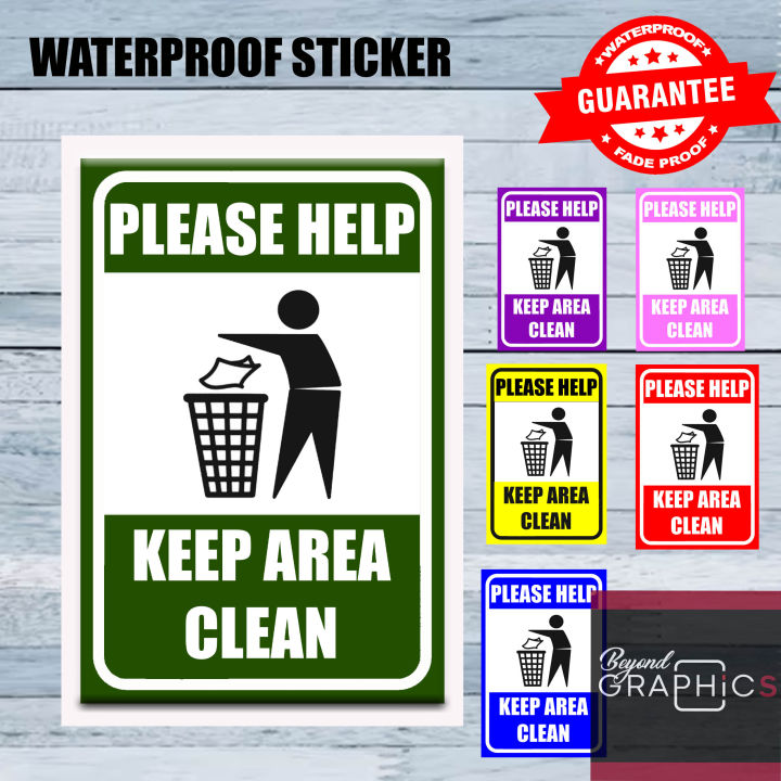 BG Keep Area Clean Sign Laminated PVC Sticker Metal Sheet (5x 7 inches ...