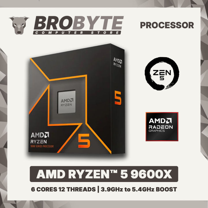 [BroByte] AMD Ryzen™ 5 9600X 6-Core, 12-Thread Unlocked Desktop Processor | Lazada PH