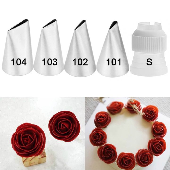 5Pcs/Set Piping Icing Nozzle for Creating Rose Petal Bakeware ...