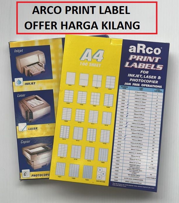 ARCO PRINT LABEL 105MM X 48MM , ARCO 1006 ARCO PRINT LABEL, ARCO A4 ...