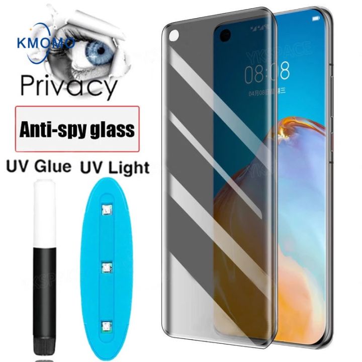 UV Anti-Spy Privacy Tempered Glass Realme 12 Pro + 11 Plus Private Liquid Gule Nano Optics Full ...