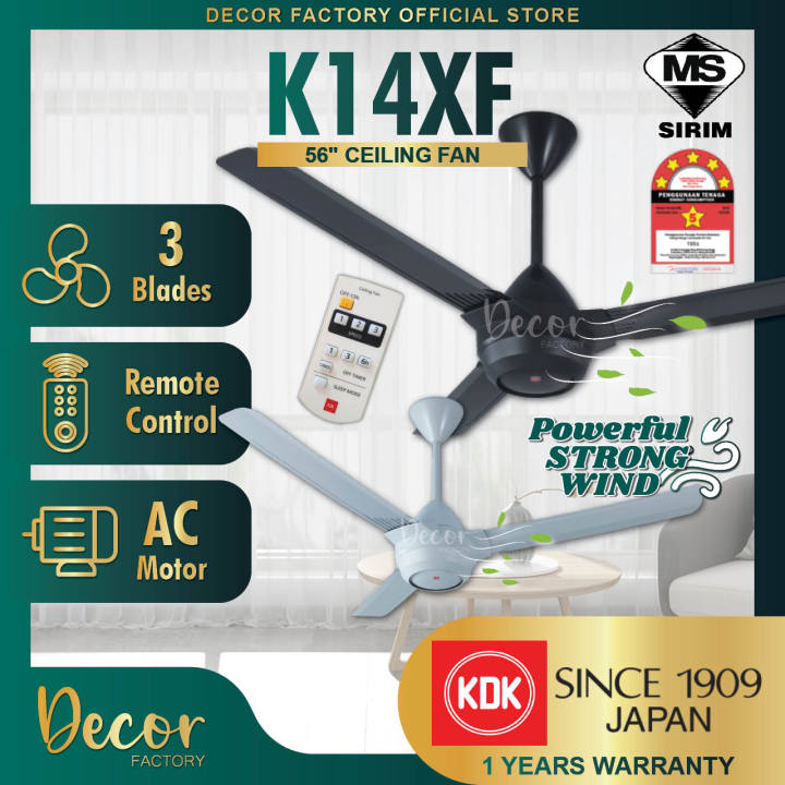 KDK Fan KDK K14XF 56" 3 Blades 3 Speed AC Motor Remote Control Ceiling ...