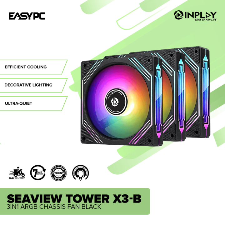 EasyPC | Inplay Seaview Tower X3-B 3in1 ARGB Chassis Fan Black Or White ...