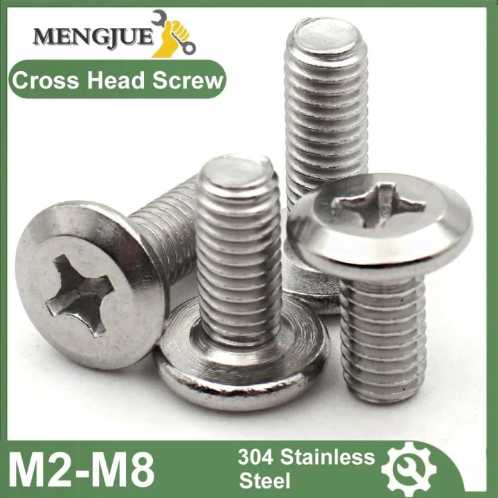 2-20Pcs M2 M2.5 M3 M4 M5 M6 M8 M10 CM 304 Stainless Steel Cross Phillips Recessed Large Flat ...