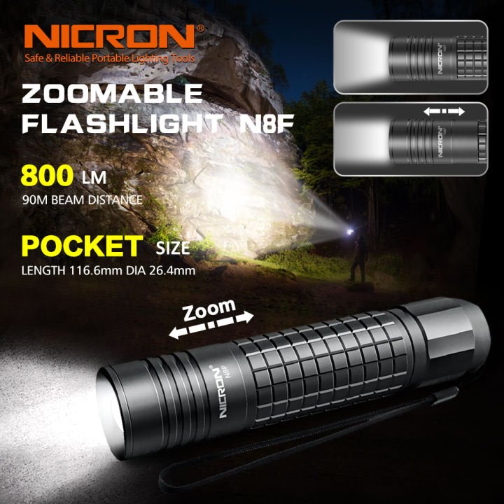 NICRON LED Flashlight N8F High Brightness 800lm tactical LED Focus ...