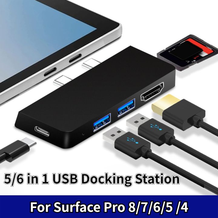 For Microsoft Surface Pro 8 7 6 5 4 Hub 5/6 in 1 USB Docking Station ...