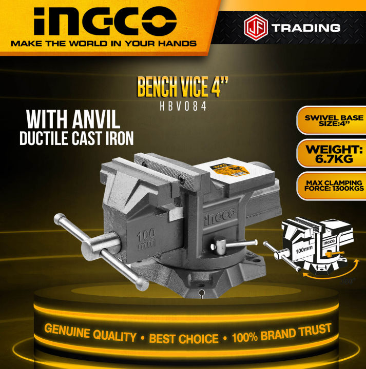 INGCO Bench Vise 4" with Anvil HBV084 ♦JF TRADING♦ | Lazada PH