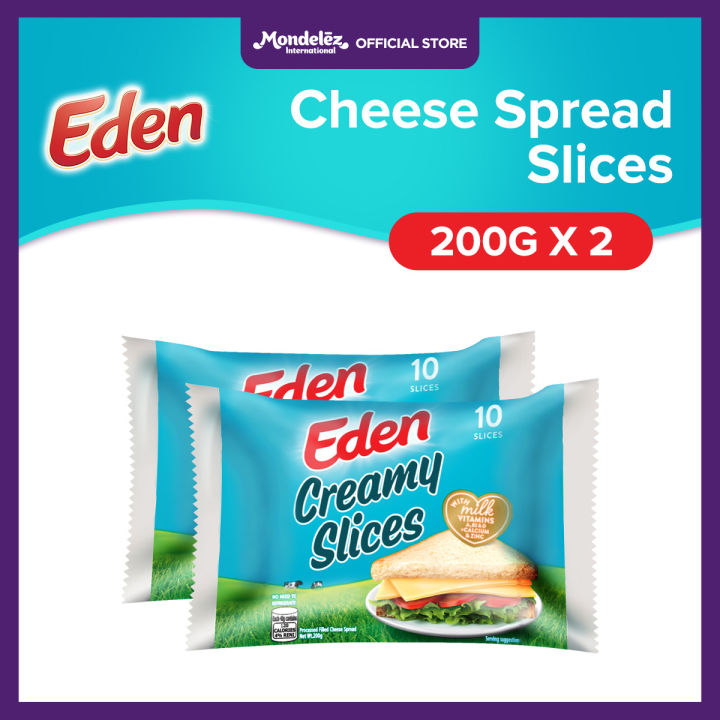 Eden 10 Slices - Processed Filled Cheese Spread 200g for Sandwiches or ...