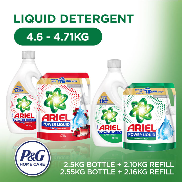 Ariel Liquid Detergent Floral Passion Sunrise Fresh Bundle 2.5KG+2.10KG - 2.55KG+2.16KG Bottle ...