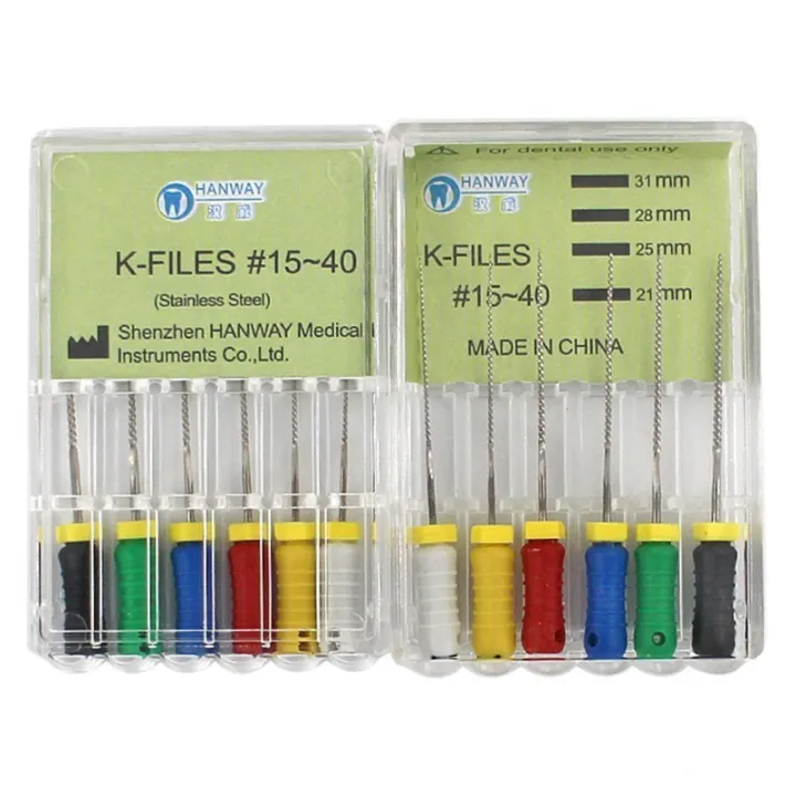 6Pcs/pack Dental Endo Root Canal Hand Use File K-FILES Stainless Steel ...