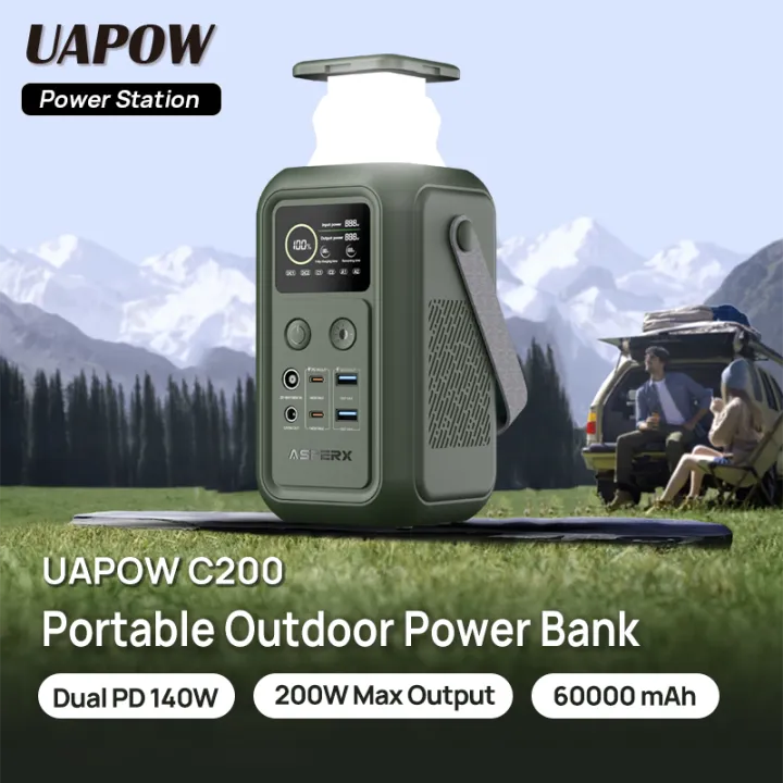 UAPOW 200W Mini Power Station 192Wh/60000mAh Lithium Battery Small ...