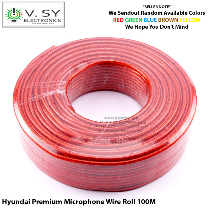 HYUNDAI Premium 100M Stereo Microphone Audio Wire Cable Roll Spool 2 X ...