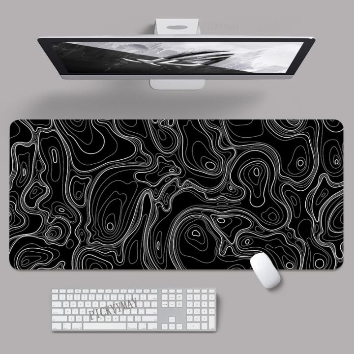 Mouse Pad Black White Art Line Large Gamer Mousepad Keyboard Mat XXXL ...
