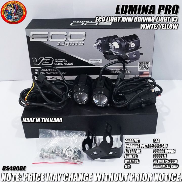 LUMINA PRO ECO-LIGHT MINI DRIVING LIGHT V3 WHITE/YELLOW MADE IN ...