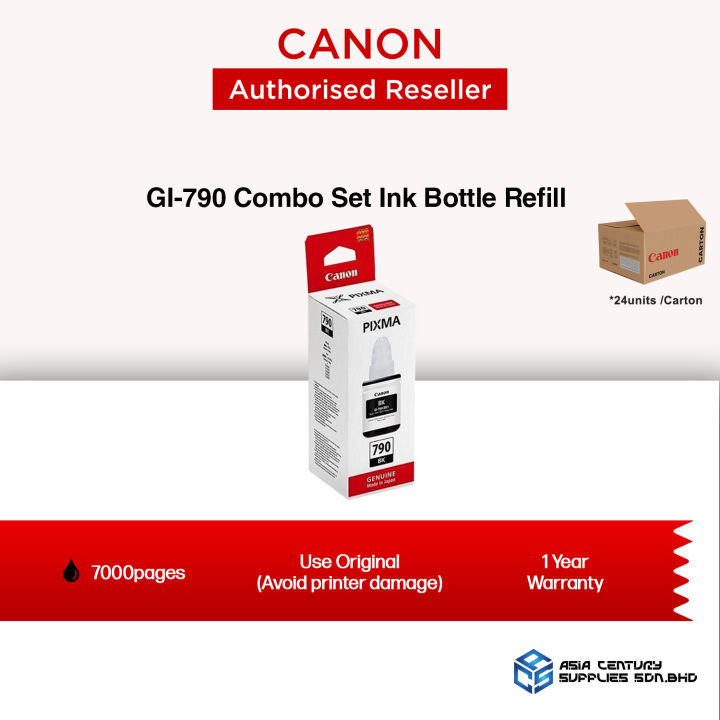 Canon Ink bottle GI-790 Black (130ml) X24 PCS (Bulk Order) Refill Canon ...