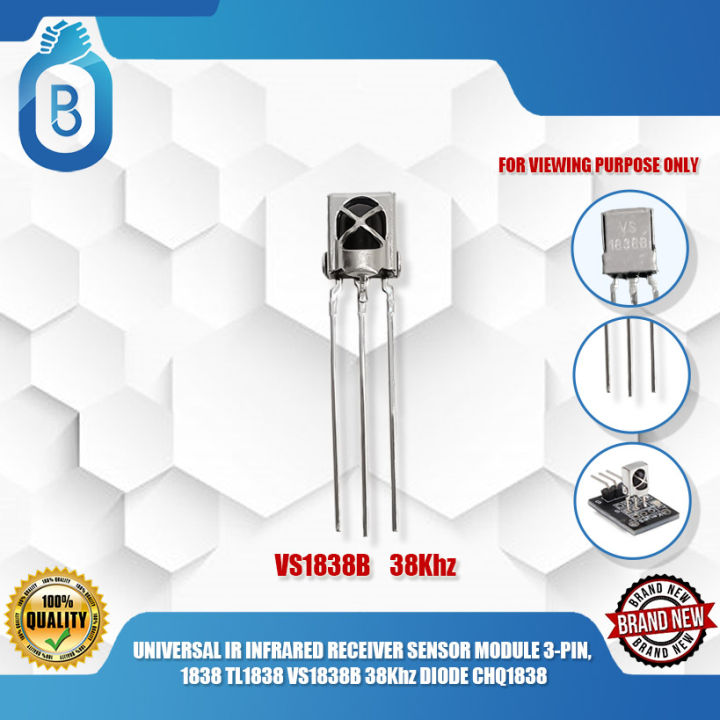 UNIVERSAL IR INFRARED RECEIVER SENSOR MODULE 3-PIN, 1838 TL1838 VS1838B ...