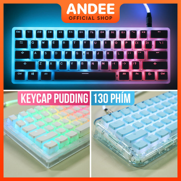 Keycap nút bàn phím Pudding PBT xuyên LED 130 phím nhiều màu cho bàn ...