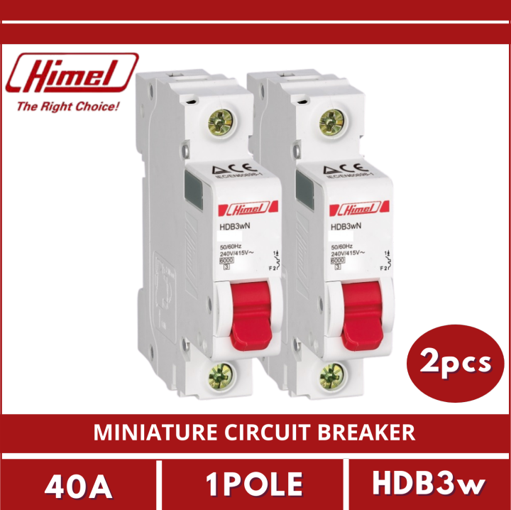 Himel 2Pcs 40A 1P Himel Miniature Circuit Breaker 220V - 415VAC, 100% ...