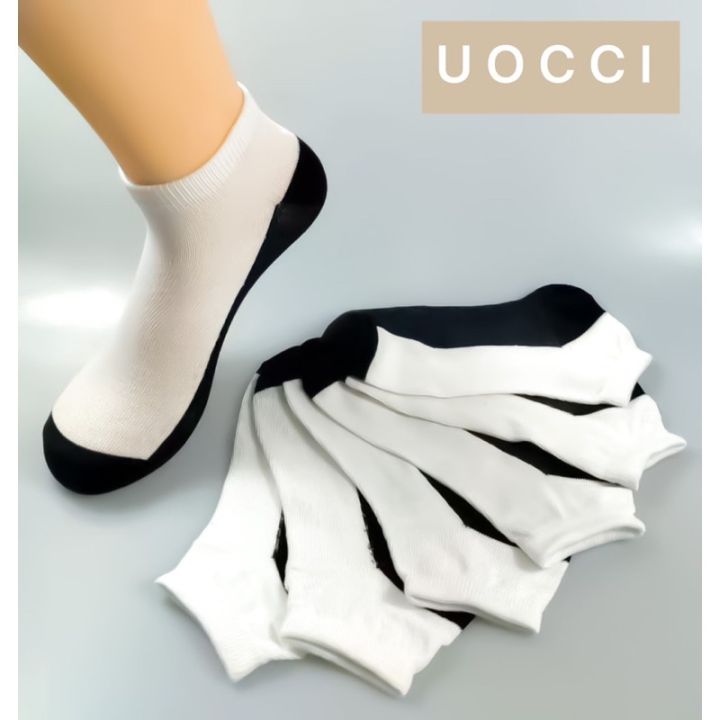 12 Pairs White Base with Black Bottom Adult Ankle Socks | Lazada PH