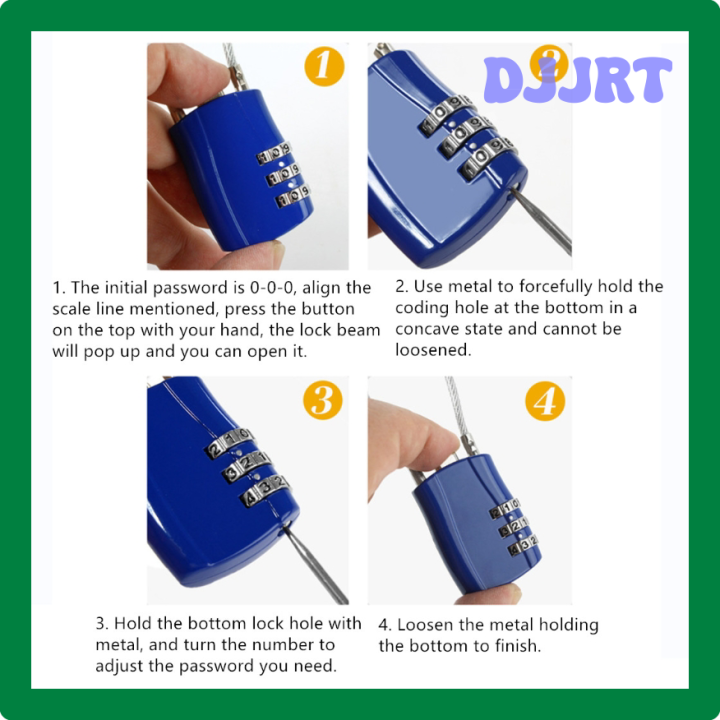 DJJRT Helmet Chain Lock 3-digit Password for Scooter Motorcycle Bike ...