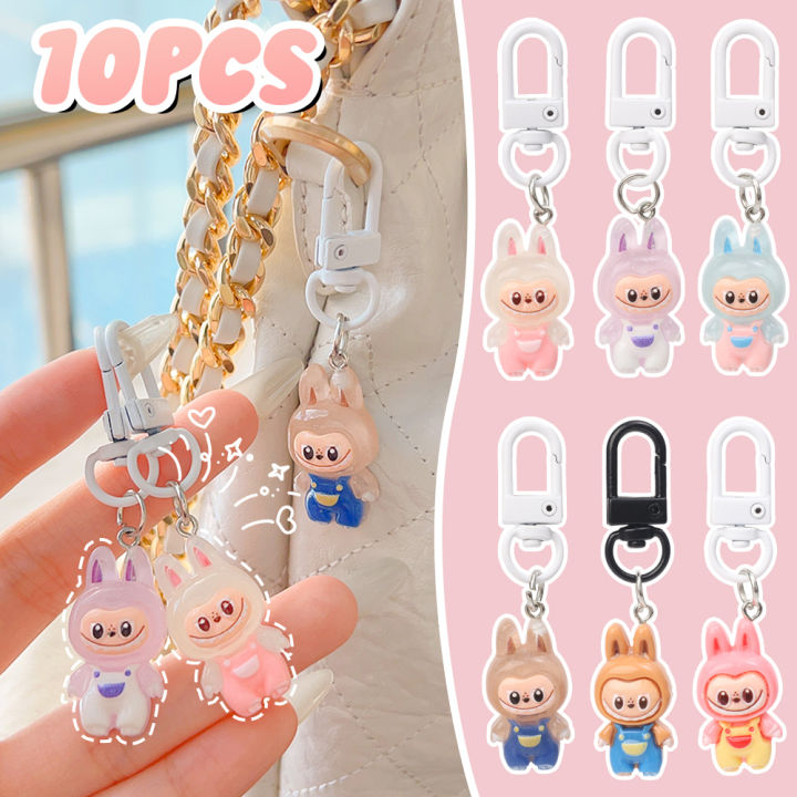 10PCS Labubu Keychain Cartoon Backpack Car Key Pendant Hanging ...