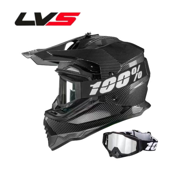 LVS carbon fiber off-road rally helmet helmet full face double lens ...