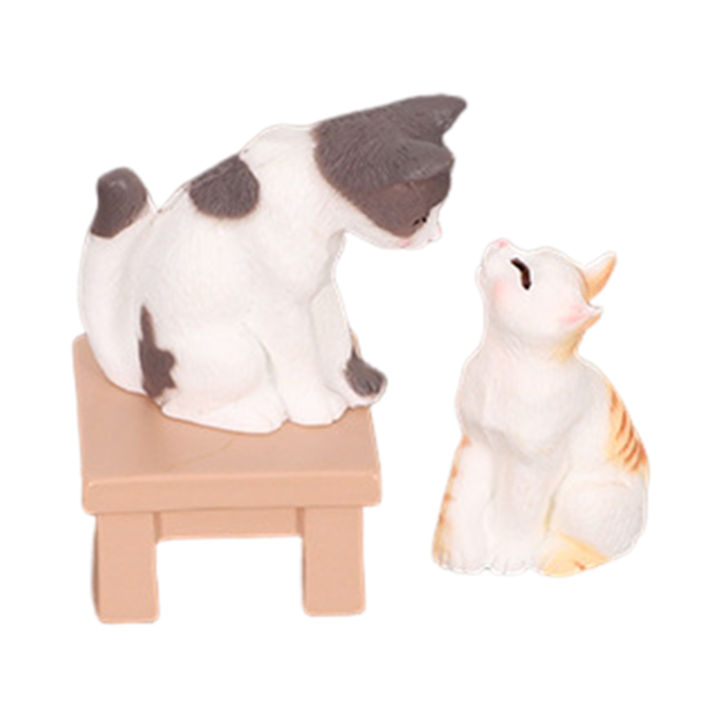 Goodbro Tiny Cat Statue Resin Cat Figurine Adorable Mini Cartoon Cat ...