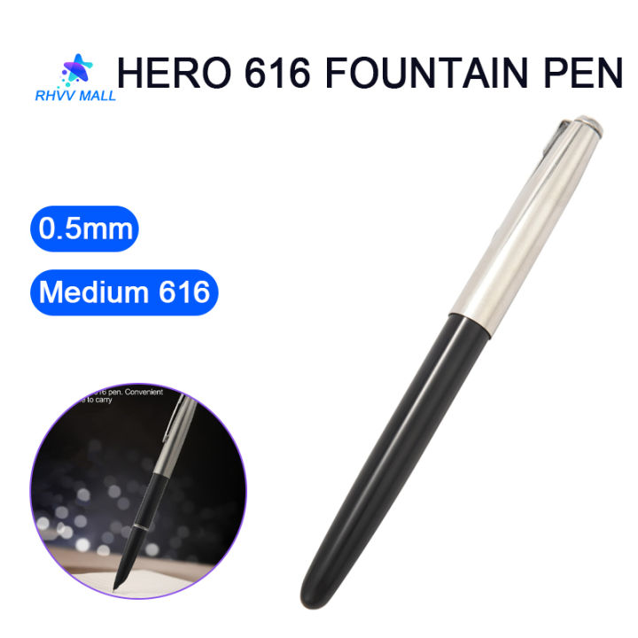 Bút Máy HERO 616, Ngòi Vàng Có Mũ Thùng Màu Đen, Cổ Điển Nhỏ | Lazada.vn