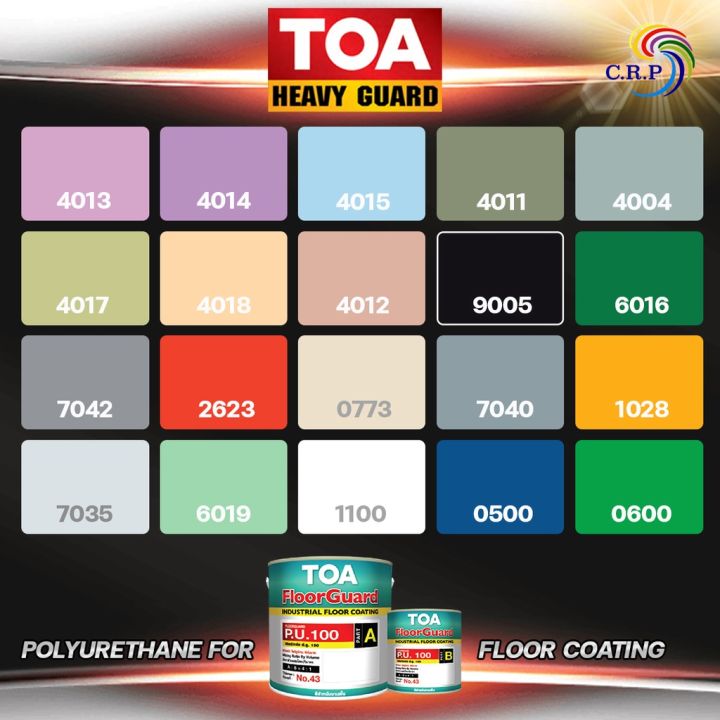 TOA Floorguard PU 100 ฟลอร์การ์ด PU 100 สีอุตสาหกรรม สีทับหน้าโพลียูรีเทนฟิล์มบาง 2 ส่วน สำหรับ ...
