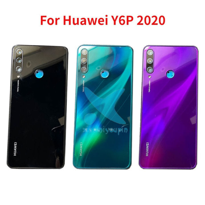 สำหรับ Huawei Y6P 2020 ฝาครอบแบตเตอรี่ด้านหลังเคสประตูหลังกระจกพร้อม ...